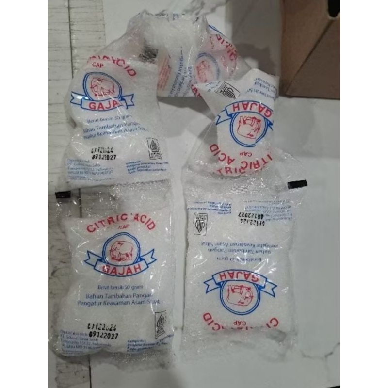 Jual harga 1 renceng isi 5 bungkus citric acid citrun cap gajah 50gram ...