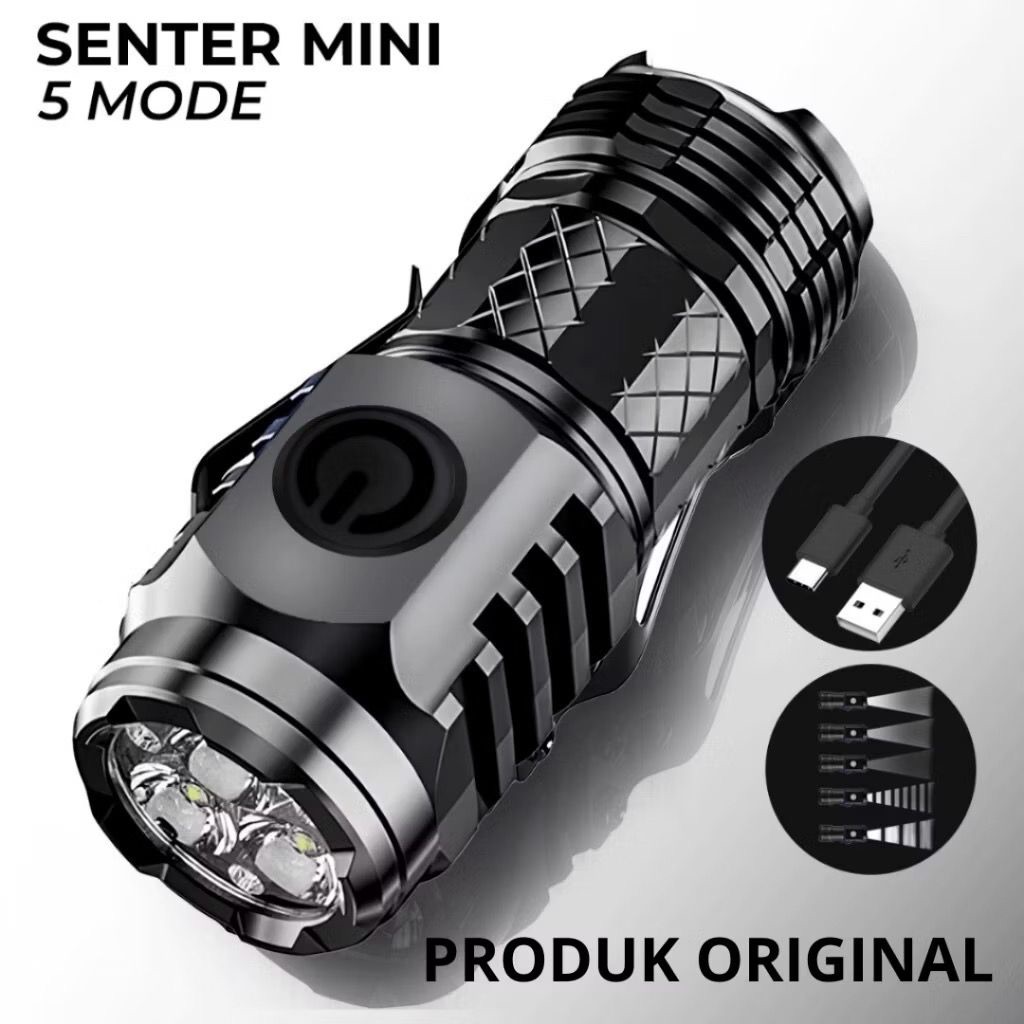 Jual Senter Mini 3 Mata Led Lampu Swat Outdoor 4 Mode Cahaya Senter ...