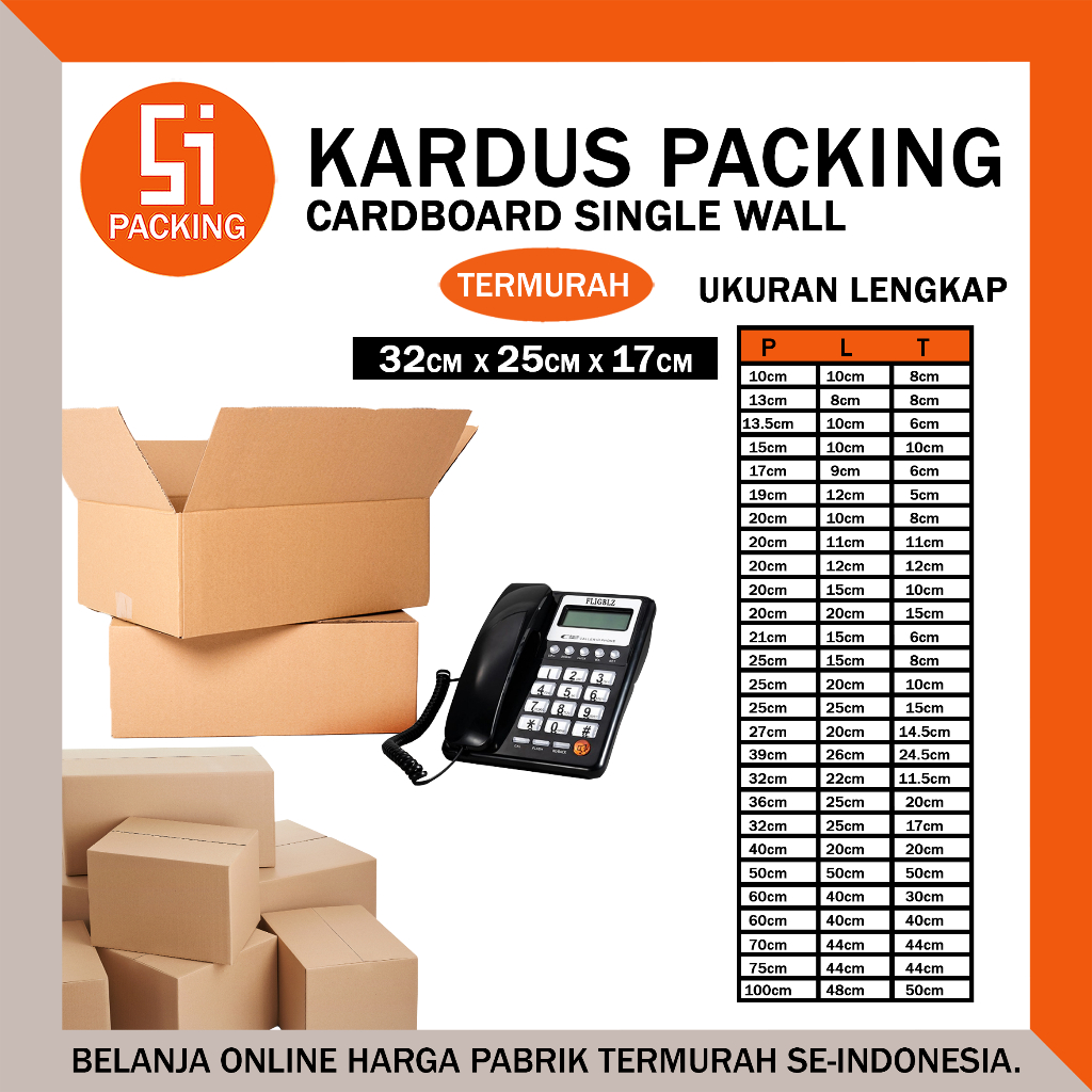 Jual Kardus Packing Karton Box 32x25x17 cm Dus Single Layer Coklat ...