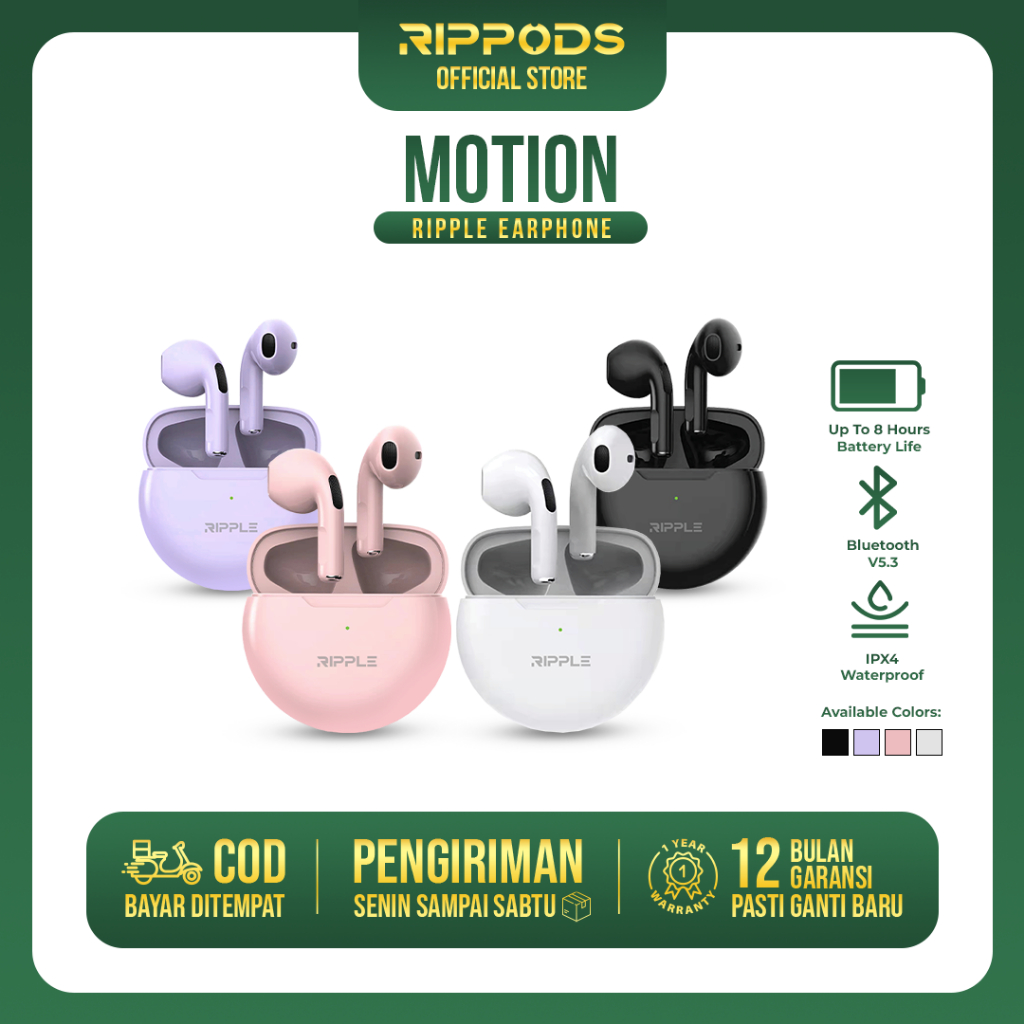 Jual Rippods Motion TWS Headset Bluetooth Earphone Mini Earbuds ...