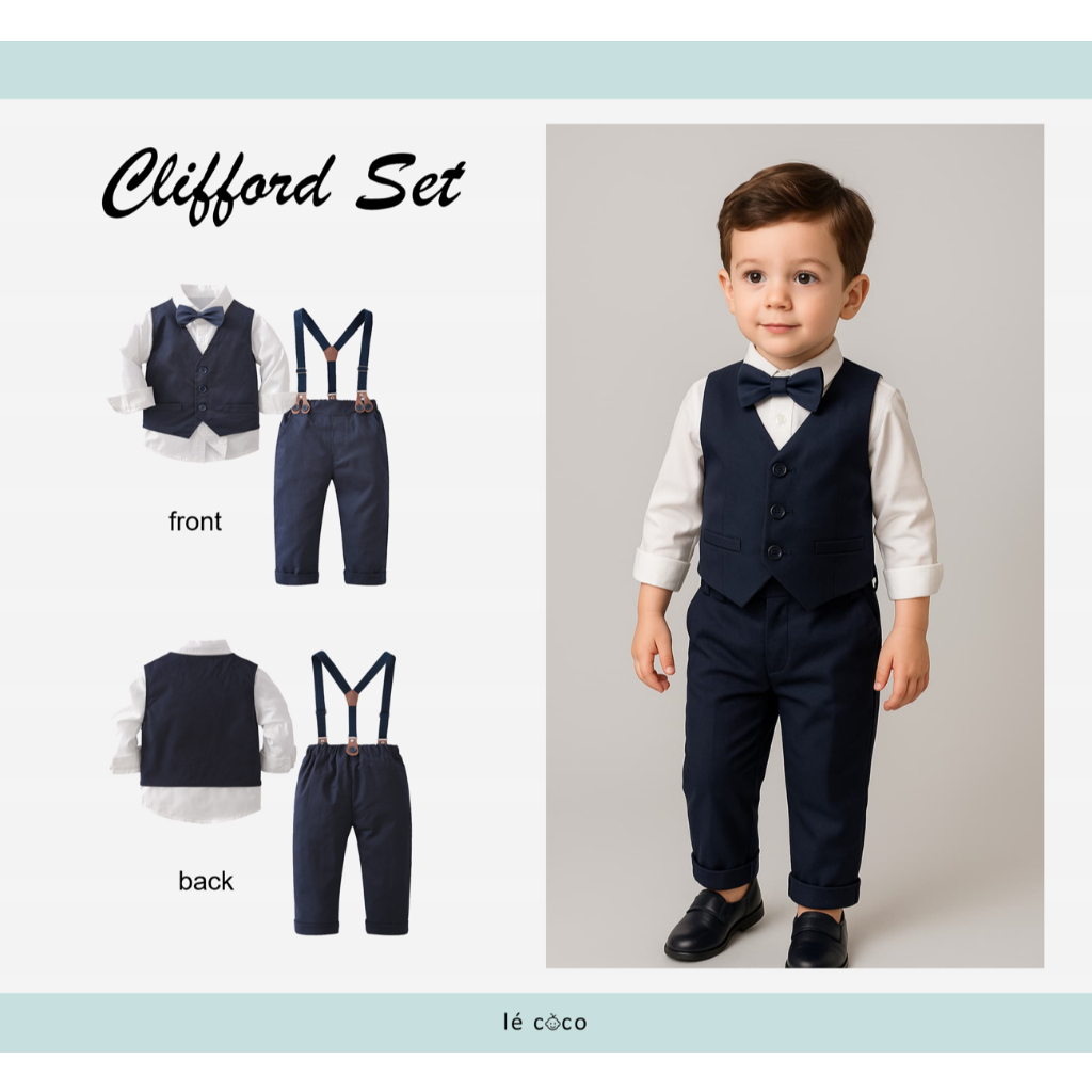 Jual Lecoco - Baju Set Jas Anak Laki-Laki - Setelan Rompi + Suspender ...