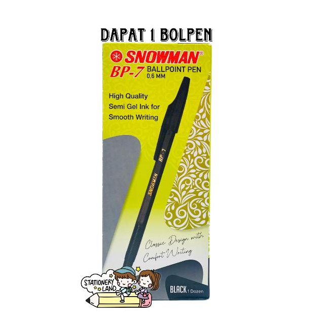 Jual ( StaLand ) BOLPEN SNOWMAN BP-7/ Pulpen Bolpoin Snowman BP-7 / BP7 ...