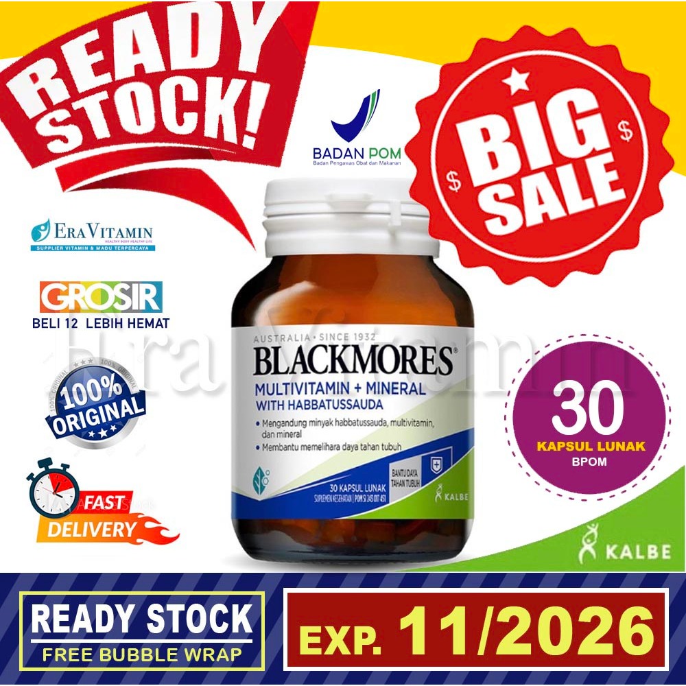 Jual Blackmores Multivitamin & Mineral dengan Habbatussauda - 30 softgels | Shopee Indonesia