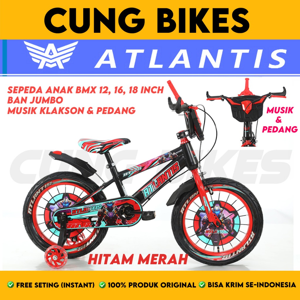 Jual Sepeda Anak Laki BMX Ukuran 12 16 18 Inch ATLANTIS WARRIORS musik ...
