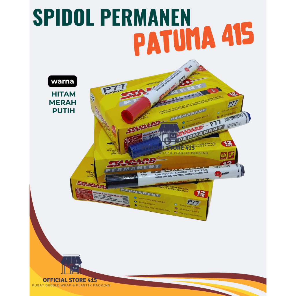 Jual Spidol Besar Permanent Warna Hitam Biru Merah Standard P77 ...
