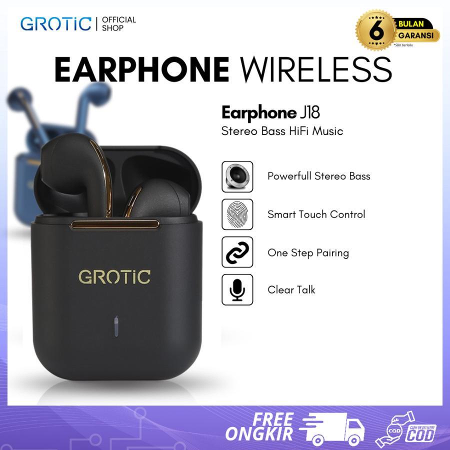 Jual GROTIC Headset Bluetooth Stereo Bass HiFi Music TWS Earphone ...