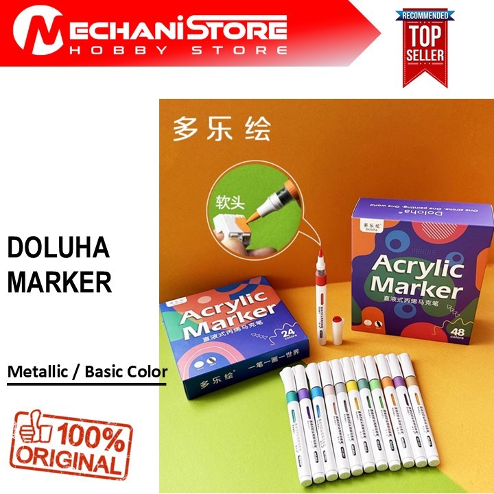 Jual DOLOHA Acrylic Marker Metallic / Basic Color Soft Tipped - Spidol ...