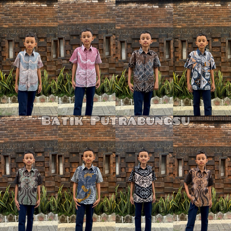 Jual baju batik anak laki lengan pendek Usia 3-12 Tahun BB 15-45Kg ...