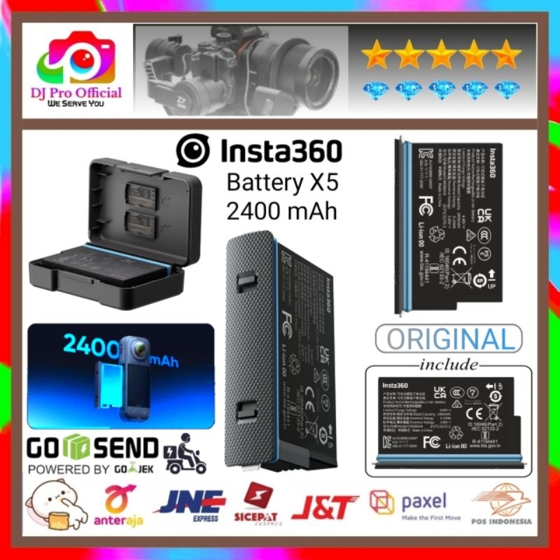 Jual Insta360 X5 Battery Rechargeable 2400mAh Batteries insta 360 2400 ...