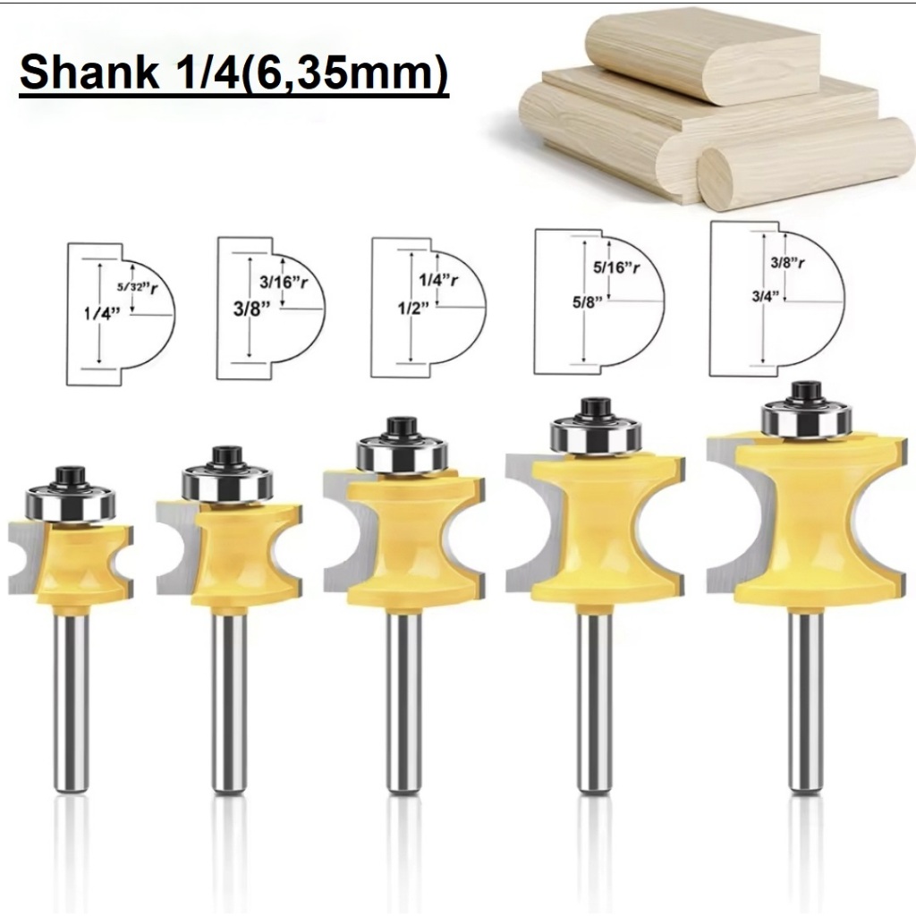 Jual Mata Profil Router Molding Bullnose Setengah Lingkaran shank 1/4 ...