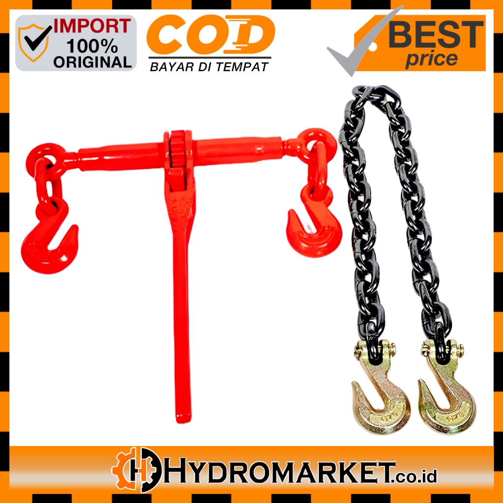 Jual Ratchet Load Binder Set 4 Ton Double Hook + Сhain 6m (10mm ...