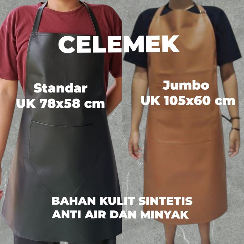 Jual apron celemek masak kulit sintetis anti air dan minyak -ukuran ...