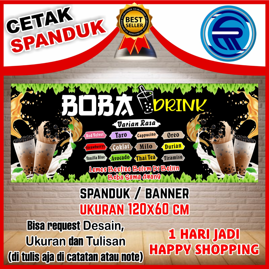 Jual Spanduk Banner UKuran 120x60 CM Spanduk Banner Minuman Boba Banner ...