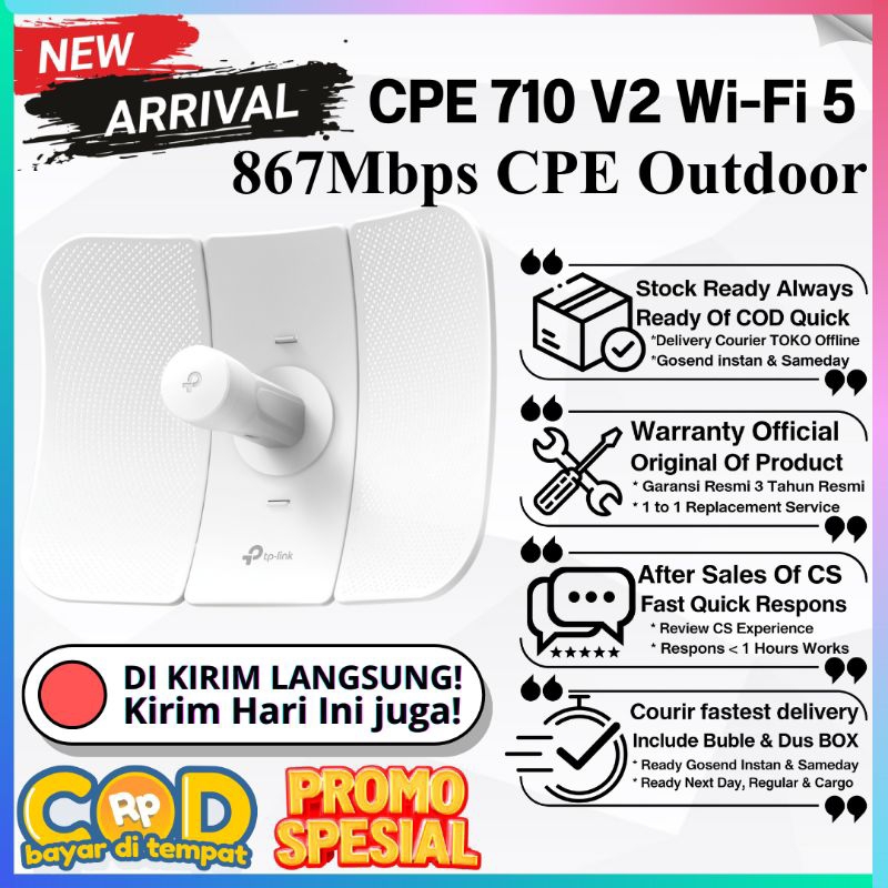 Jual TP-Link CPE 710 V2 5GHz CPE AC 867Mbps 23dBi Beam Wi-Fi 5 Outdoor ...