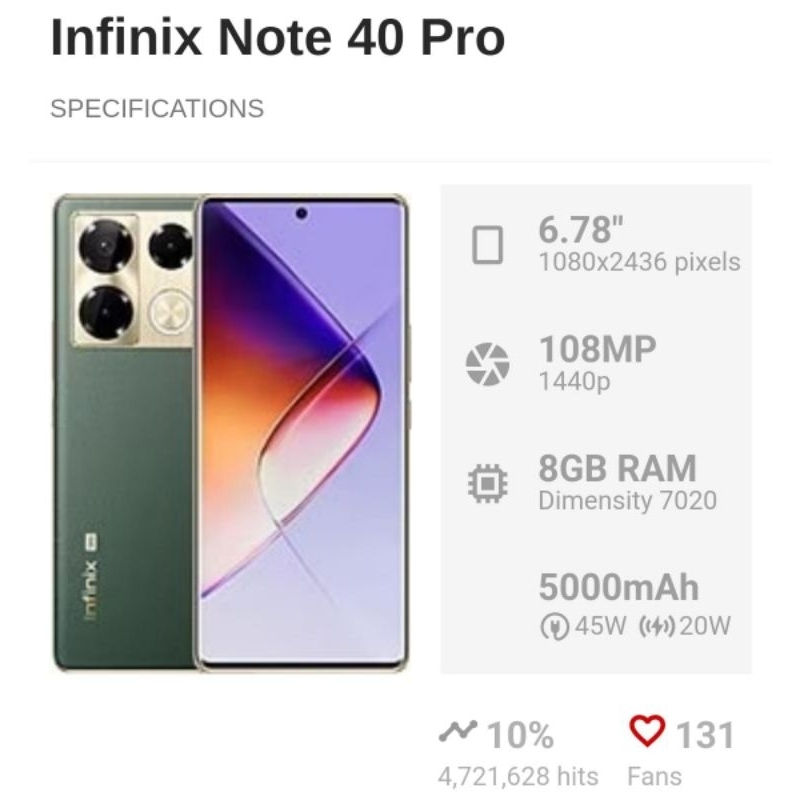 Jual NEW INFINIX NOTE 40 PRO 5G 8-256 | DISPLAY CURVED+AMOLED | NON ...