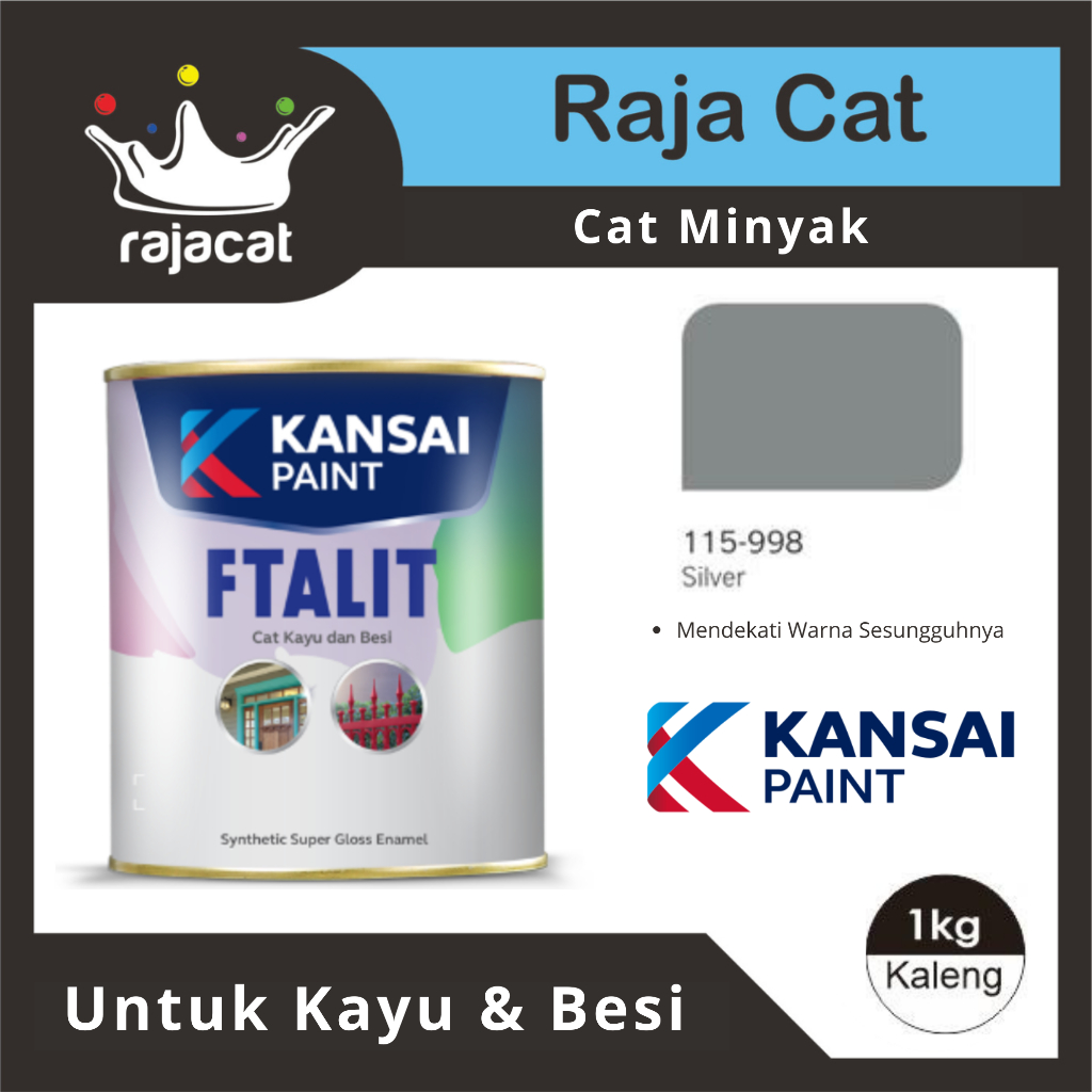 Jual Cat Besi dan Kayu KANSAI FTALIT 1 KG 998 SILVER Cat Minyak ...