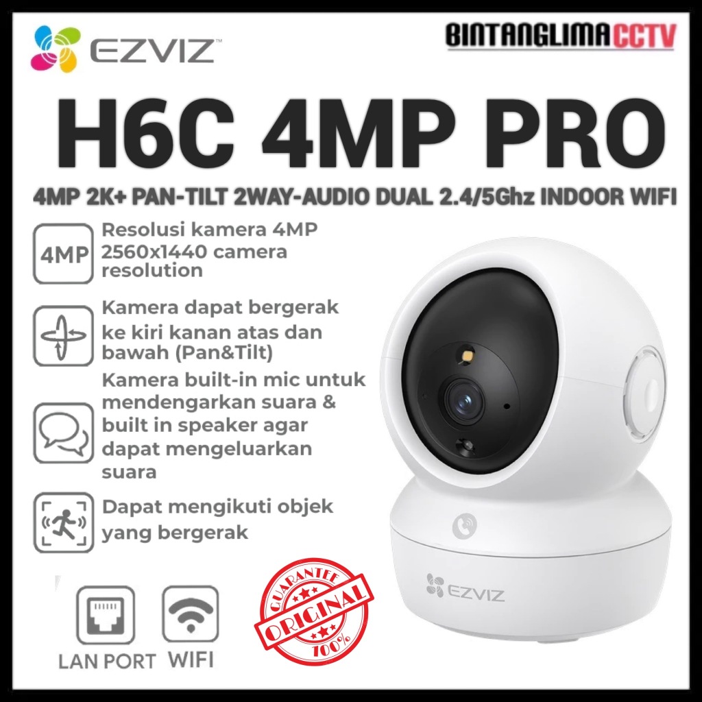 Jual Ezviz H6c Pro 4MP 2K+ Smart Wifi Pan Tilt IP Camera CCTV Indoor | Shopee Indonesia