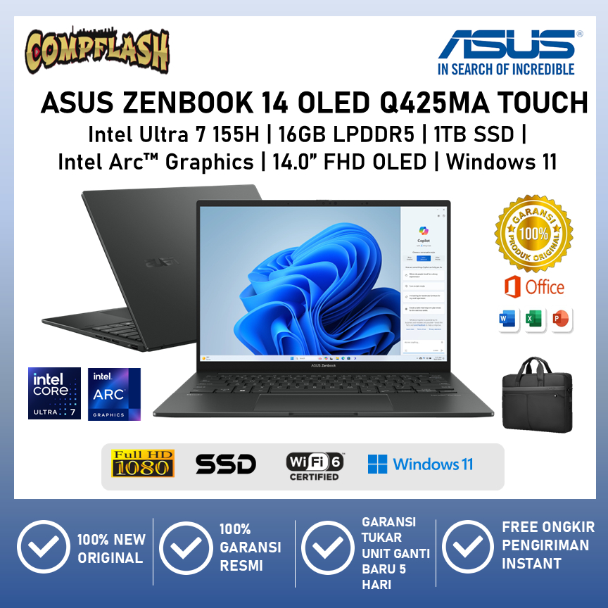 Jual LAPTOP ASUS ZENBOOK 14 OLED Q425MA / UX3405MA TOUCH ULTRA 7 155H ...