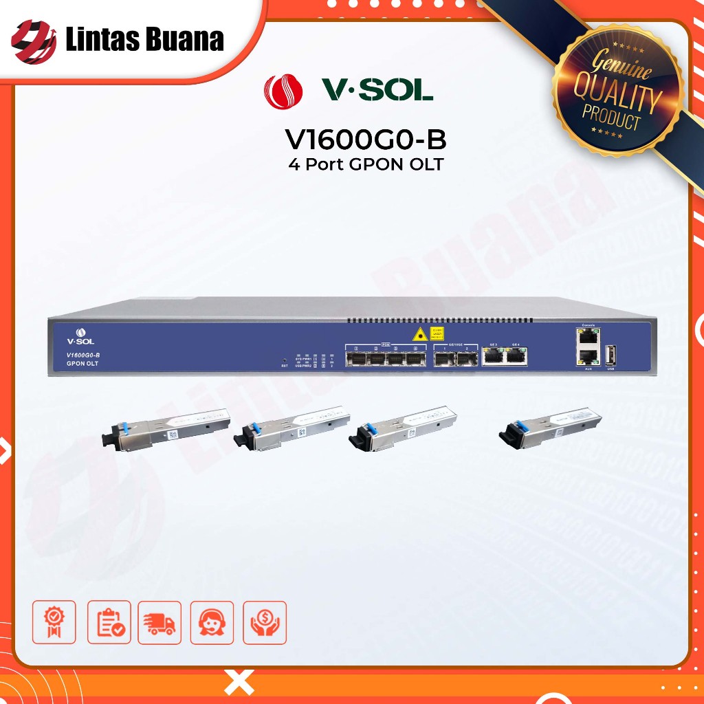 Jual VSOL V1600G0-B GPON OLT 4 PON Layer 3 AC+DC Power Include SFP 9dB ...