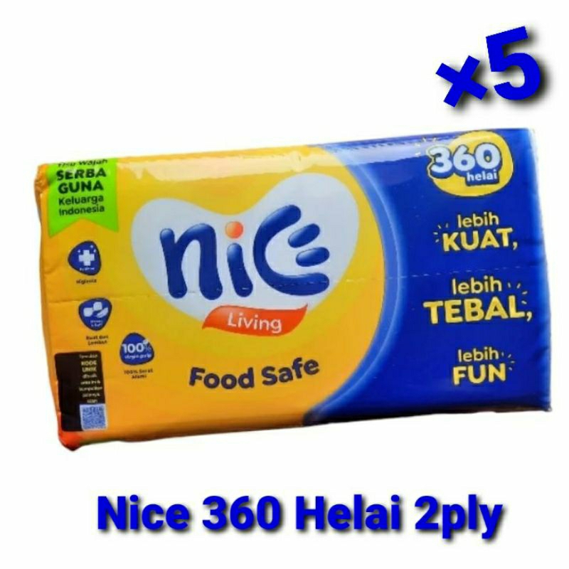 Jual | PAKET ISI 5 | Tisu Tissue Wajah Nice | Clean Plus | Hellosoft ...