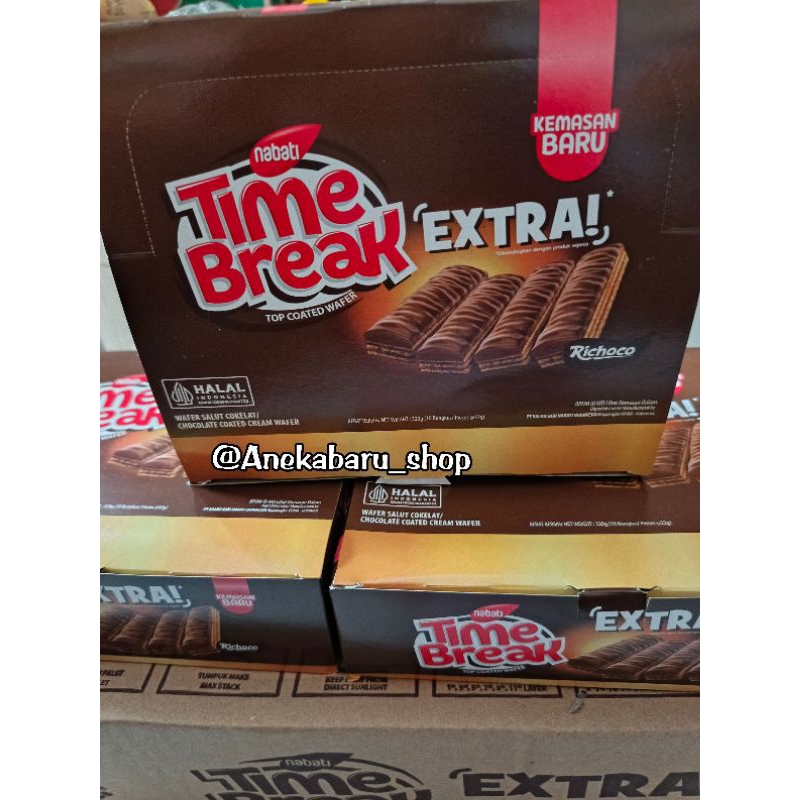 Jual ( 1 BOX / 10 PCS ) Nabati Time Break Wafer Salut Coklat 32gr ...