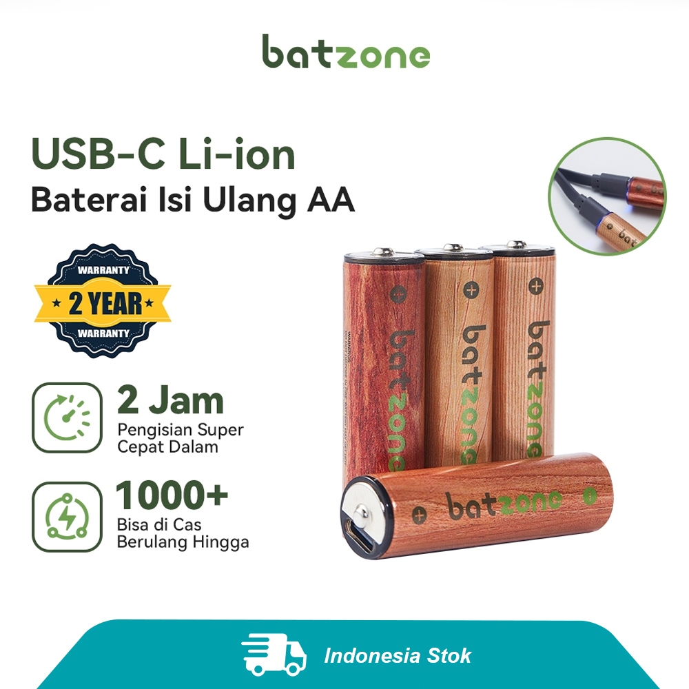 Jual 4pcs Li Ion Rechargeable Battery Aa Usb Type C Lithium Battery ...