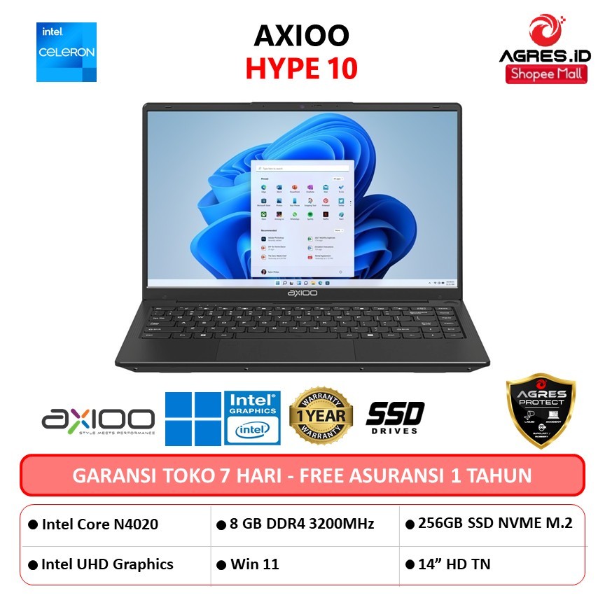 Jual LAPTOP AXIOO HYPE 10/ HYPE X CORE N4020 8GB 256GB SSD W11 14.0 | Shopee Indonesia