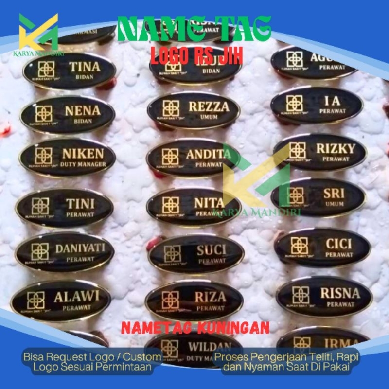 Jual Nametag Nama Dada Kuningan Oval Etching Grafir Logo RS JIH | Bisa ...