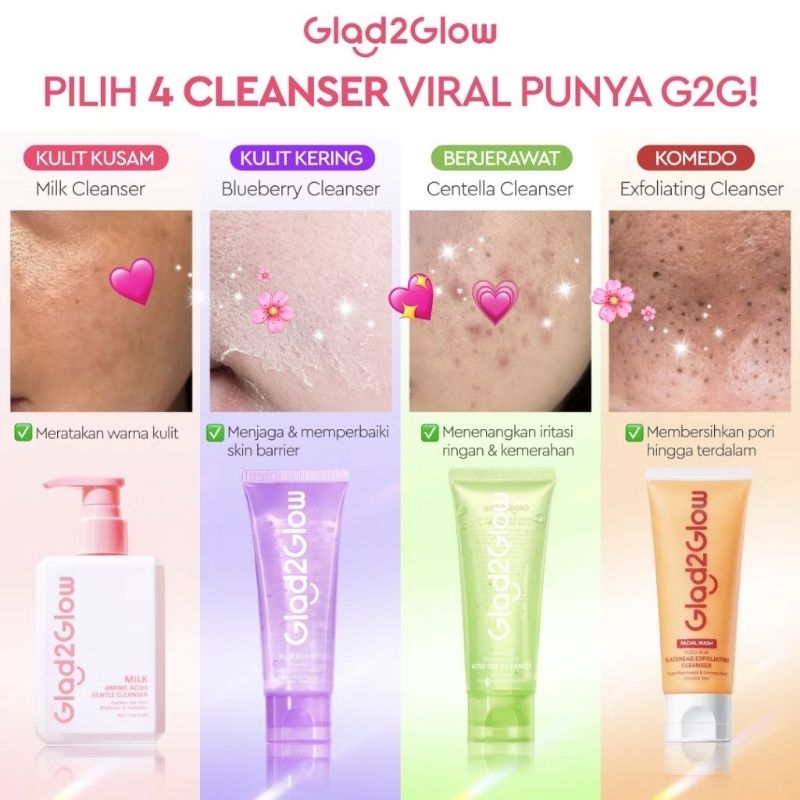 Jual G2G Facial cleanser glad2glow | Shopee Indonesia