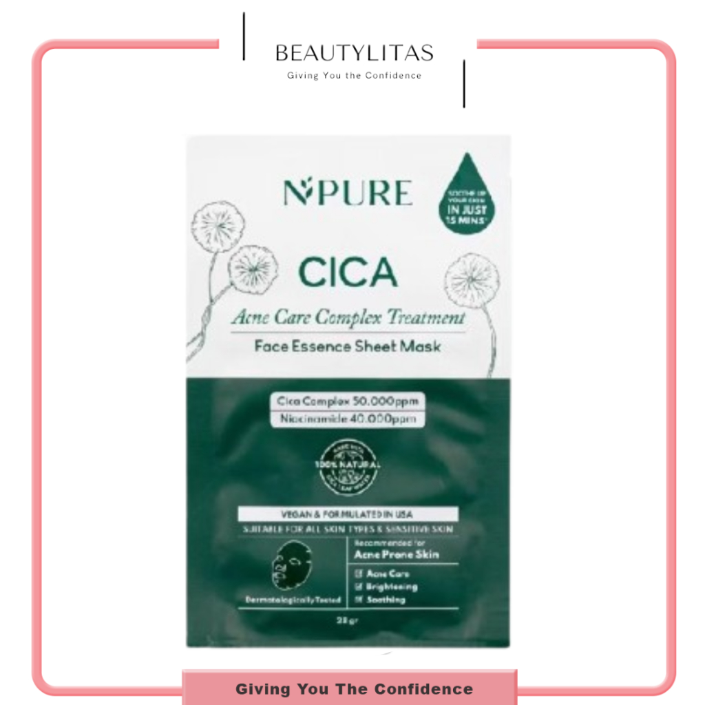 Jual NPURE Cica Sheet Mask Anti Acne 20g | Shopee Indonesia