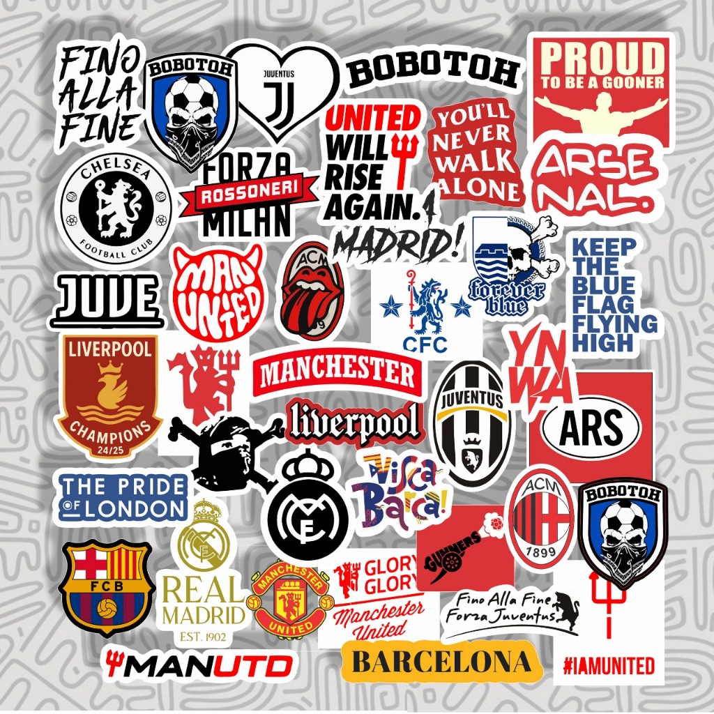 Jual Sticker Bola MUFC Liverpool Arsenal Chelsea || Stiker Barca Madrid ...