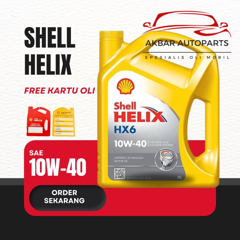 Jual Oli Mesin Shell Helix HX6 SAE 10W-40 4 Liter | Shopee Indonesia