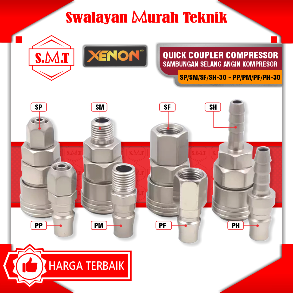 Jual Sambungan Selang Angin Kompresor SF30/SH30/SM30/SP30 & PF30/PH30/PM30/PP30 XENON Sock ...
