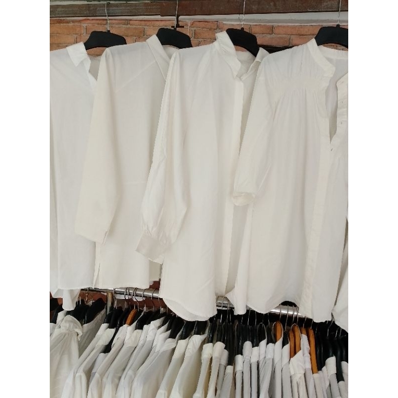 Jual Kemeja Putih Polos Wanita / Blouse Putih Wanita Lengan Panjang ...