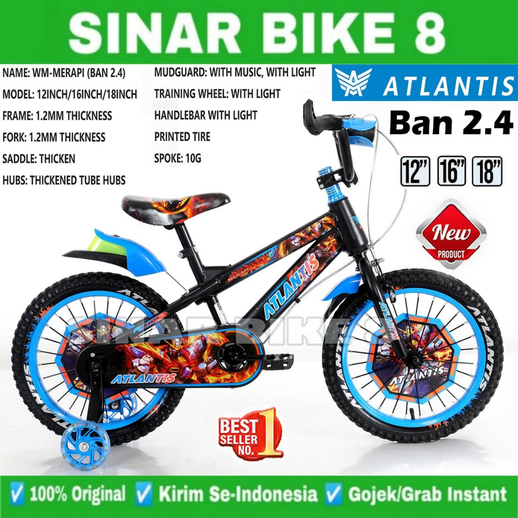Jual Sepeda Anak Laki BMX ATLANTIS MERAPI Ukuran 16 dan 18 Inch Ban 2. ...