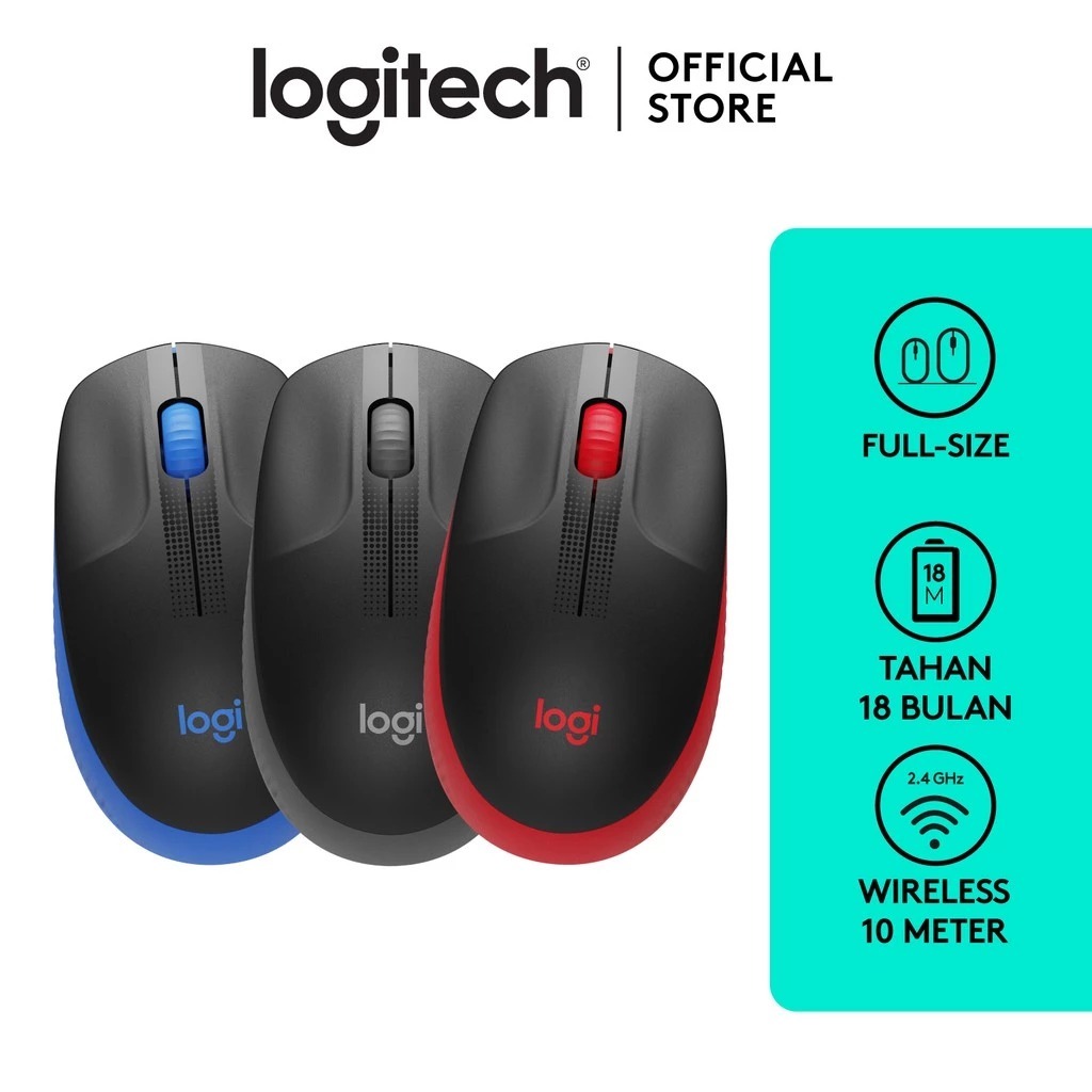 Jual LOGITECH M190 Mouse Wireless Full Size untuk Windows, Mac, Chrome ...