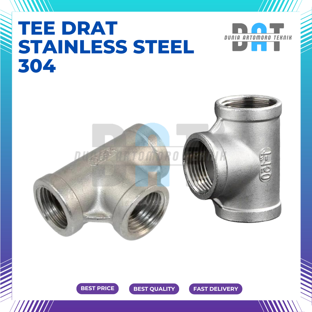 Jual 1/2" Tee SS304 / Straight Tee Drat Dalam Stainless Steel 1/2 Inch ...