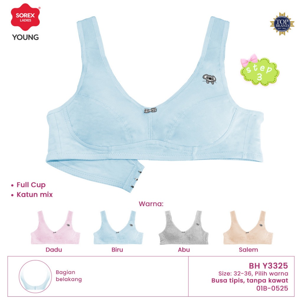 Jual Sorex Young Bra Remaja Busa Tipis Tanpa Kawat Kait 3 Setara Cup A ...