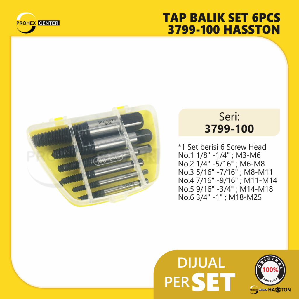 Jual Tap Balik Hasston 6pcs Buka Baut Patah Screwdriver Extractor Set ...
