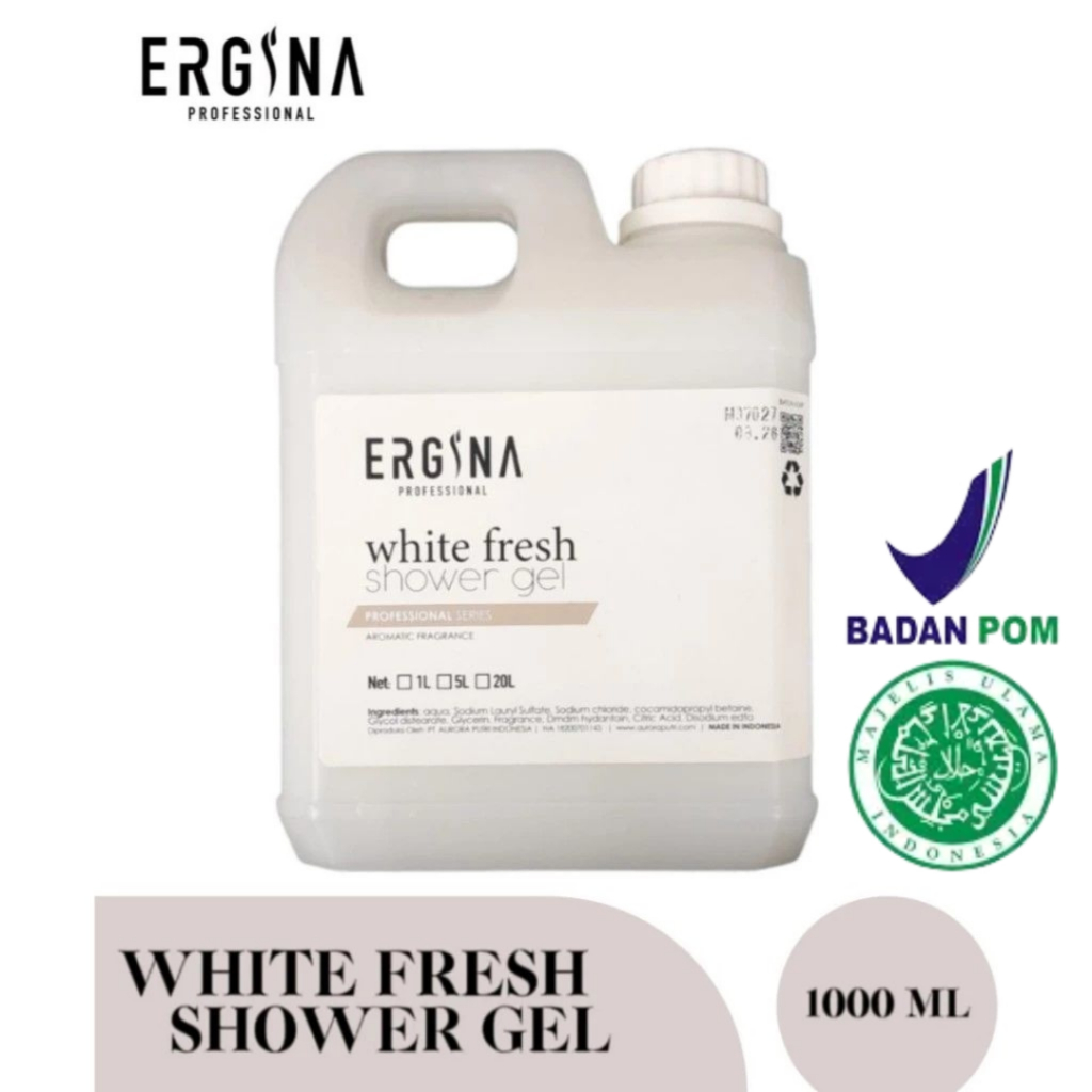 Jual ERGINA Professional Aromatic White Fresh Shower Gel 1000 ML 1Liter Body Wash Sabun Mandi ...