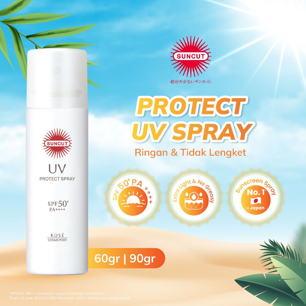 Jual KOSE SUNCUT UV Protect Spray White SPF50+ PA++++ (Sunscreen Spray) | Shopee Indonesia