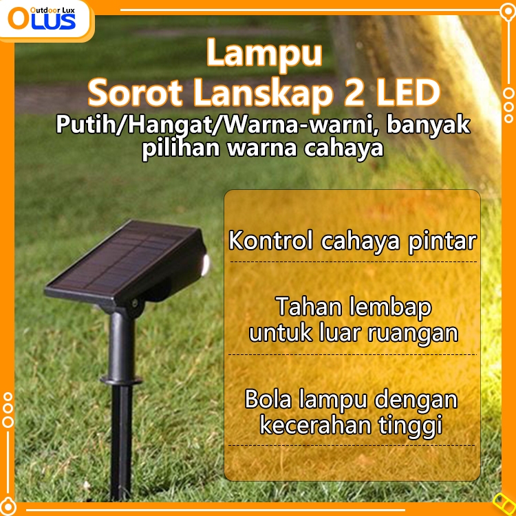 Jual OLUX Lampu Taman Solar LED Outdoor Estetik, 2 LED Super Terang ...