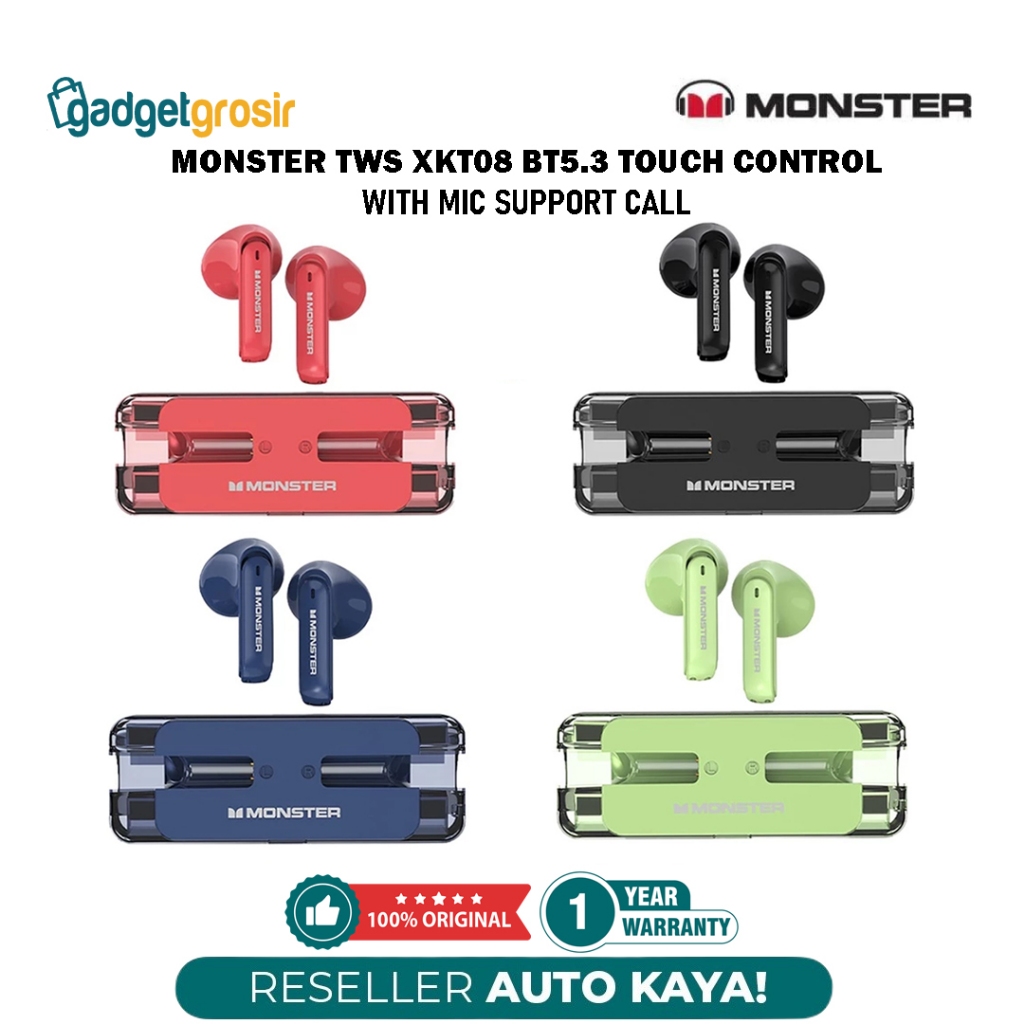 Jual TWS Monster XKT08 Wireless Bluetooth Earphone Headset Headphone ...