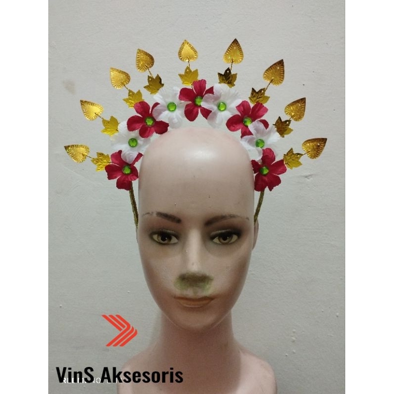 Jual Bando Mahkota Adat Bali Bunga Sakura Besar Merah Putih | Shopee ...