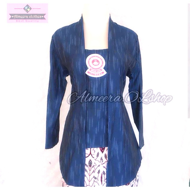 Jual baju jawa kebaya lurik motif hujan gerimis alusan warna biru navy ...