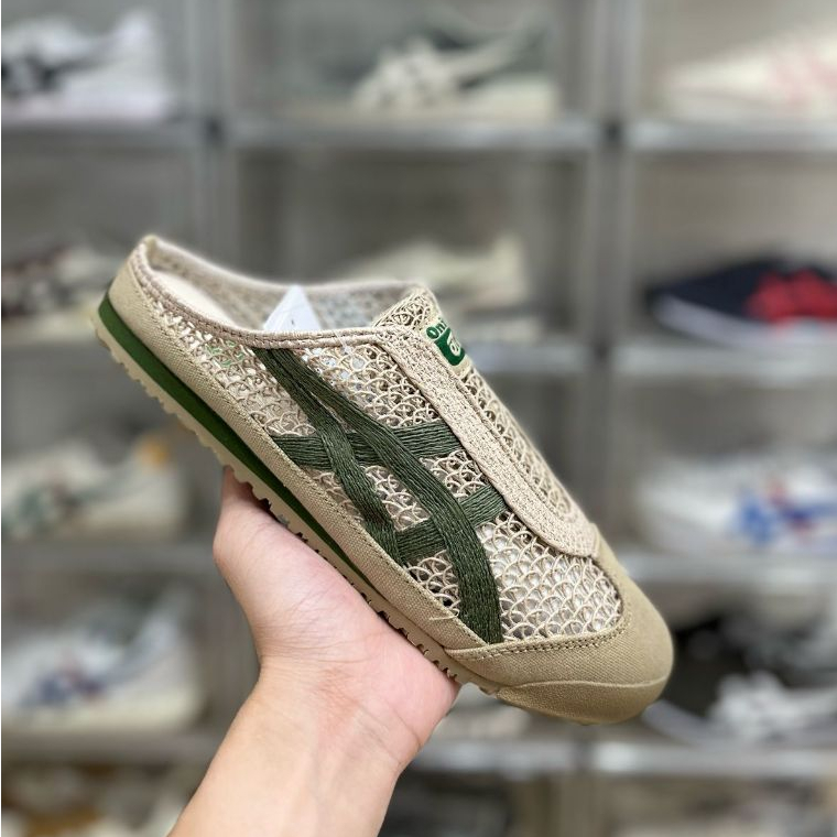Jual Sendal 0nitsuka Tiger SABOT Beige Green Free Paperbag | Shopee ...