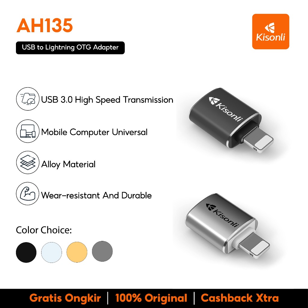 Jual KISONLI OTG Iphone Lightning To USB 3.0 Adapter Transfer Connector For Iphone AH135 ...