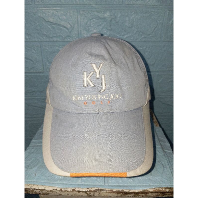 Jual Topi Caps Merek Kim Young Jo KYJ Warna Biru Putih Bahan Kanvas ...