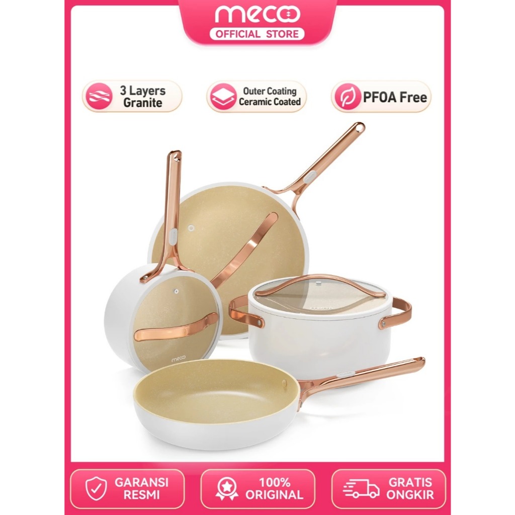 Jual MECOO Most Aesthetic Premium Non-stick Cookware Set 7 PCS Granit ...