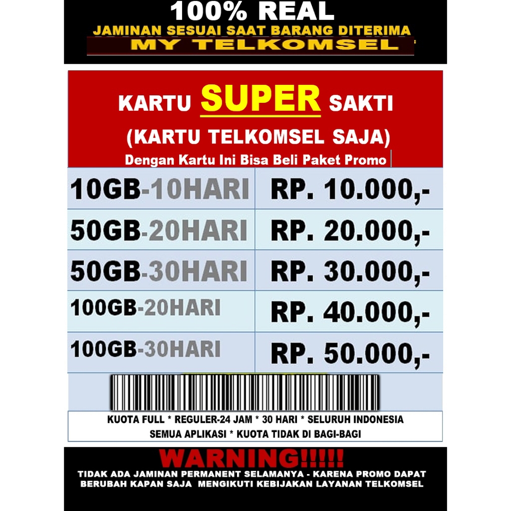 Jual KARTU SAKTI PALING LARIS TERBAIK COD - GROSIR 10PCS - Kartu Super ...